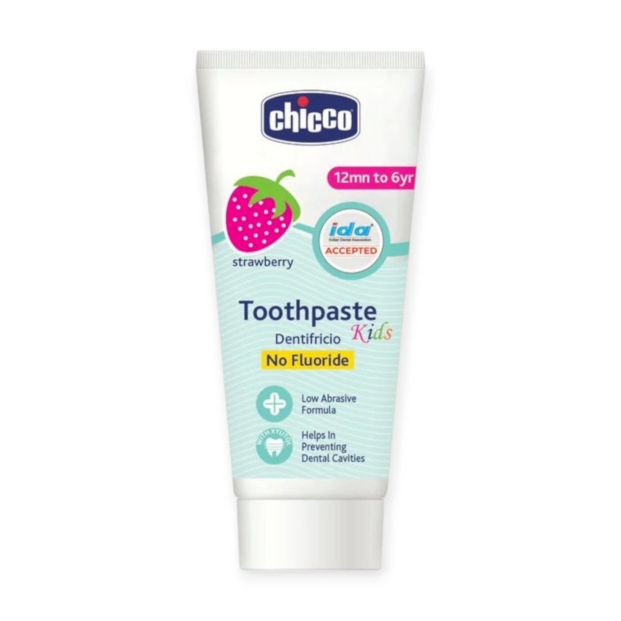 Chicco Toothpaste Strawberry 1-6y No Fluoride 50g – BabyAmore